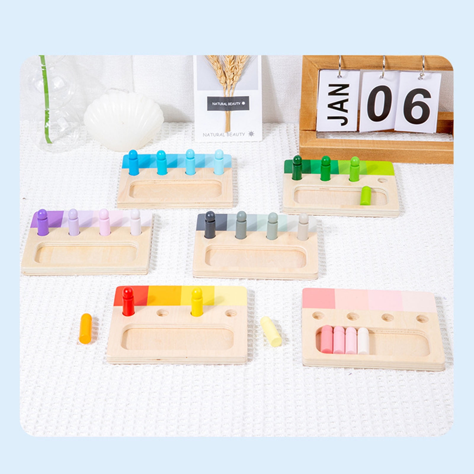 HUMJUSE 6Pcs Montessori Color Resemblance Sorting Task, Sensorial ...