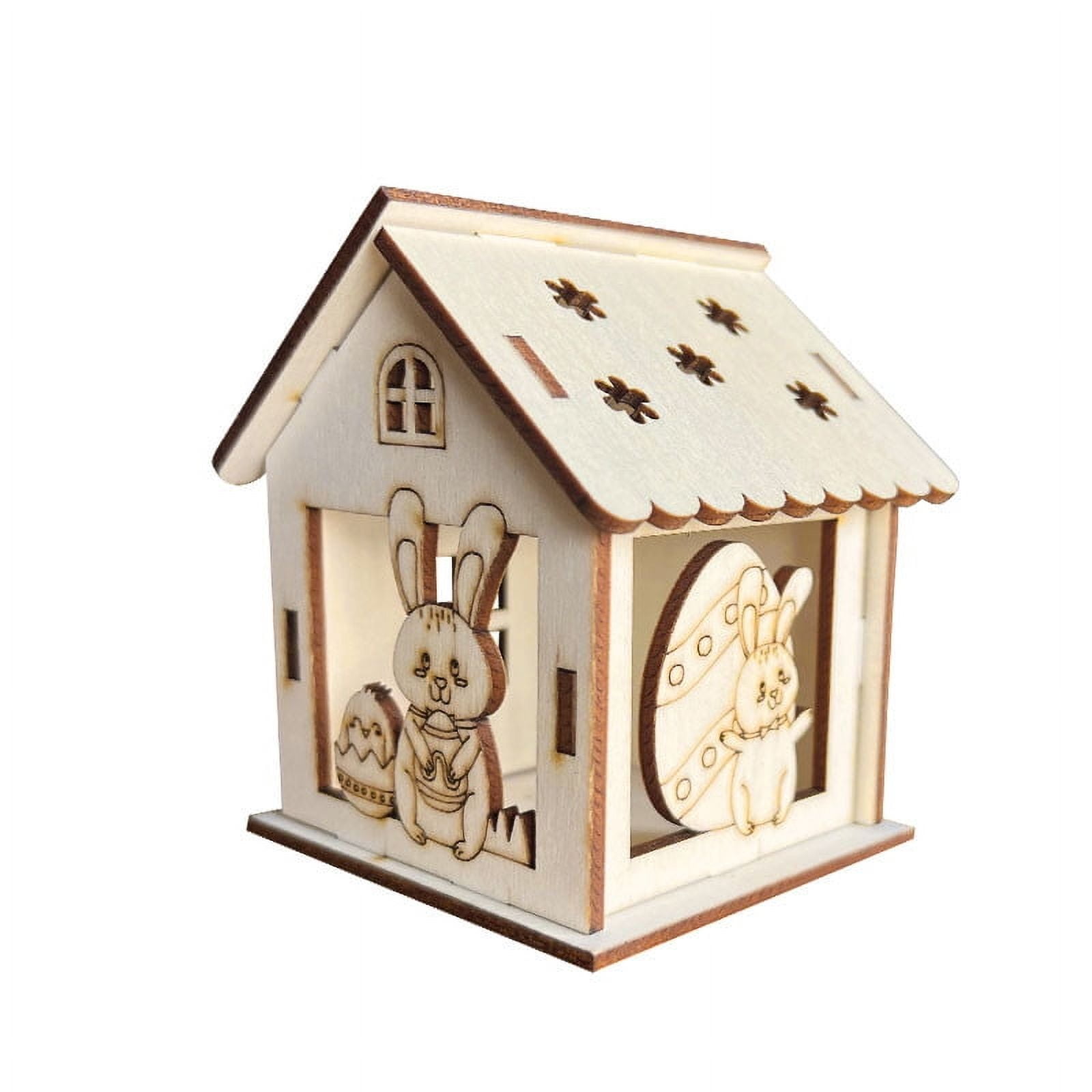 HUMJUSE Craft Diy Wood House for Kids Mini Wooden House Easter Diy ...