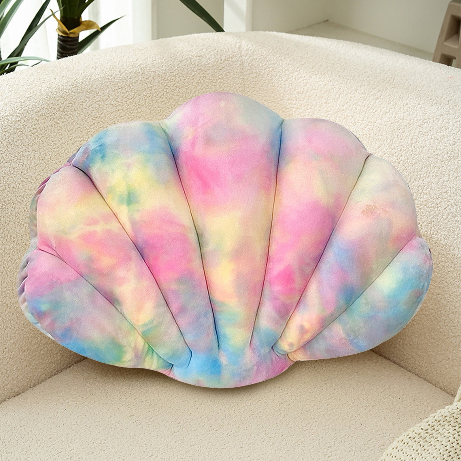 HUMJUSE Seashell Pillow, 13.8" Soft Velvet Shell Shaped Throw Pillows ...