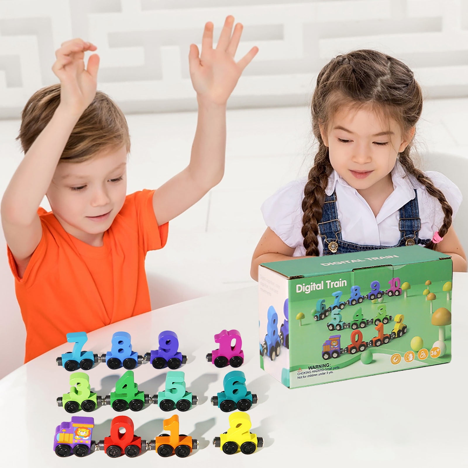 HUMJUSE Wooden Number Train Set for Toddlers, Toddler Toys for ...