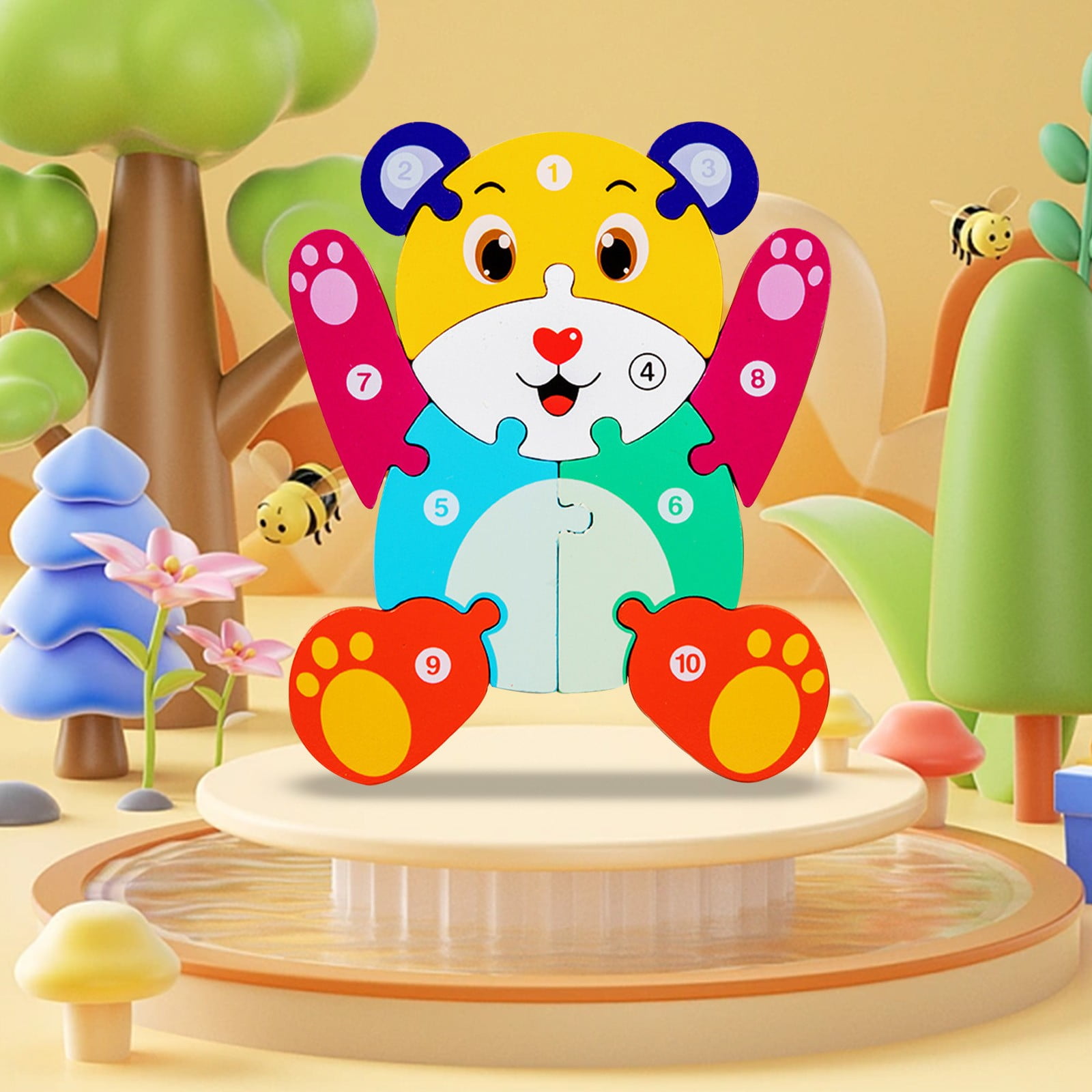 HUMJUSE Wooden Puzzles Toys for Kids Ages 3-5 Toddler Jigsaw Puzzles ...