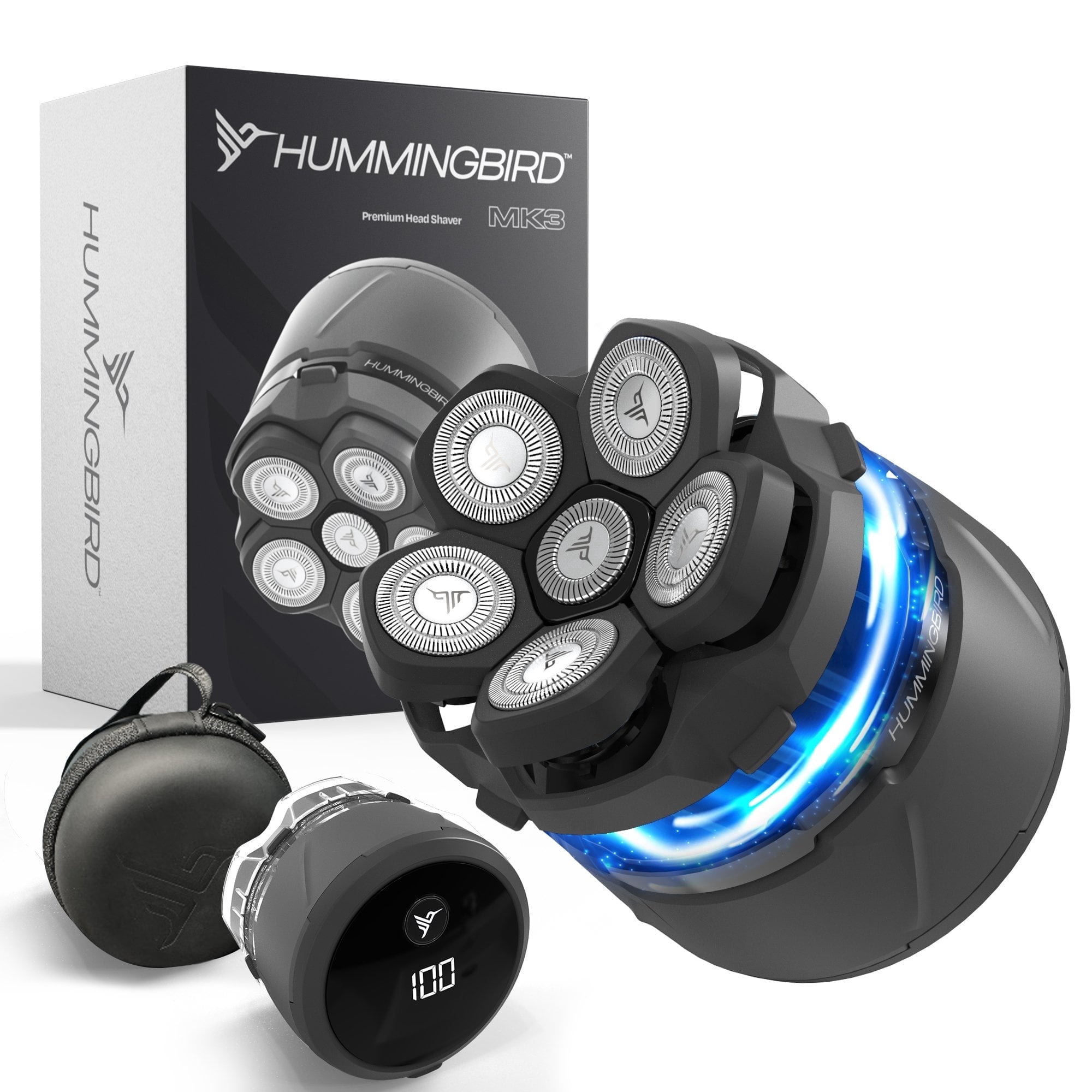 Hummingbird MK3 Stealth Edition Electric Head Shaver, 6-Blade Rotary ...