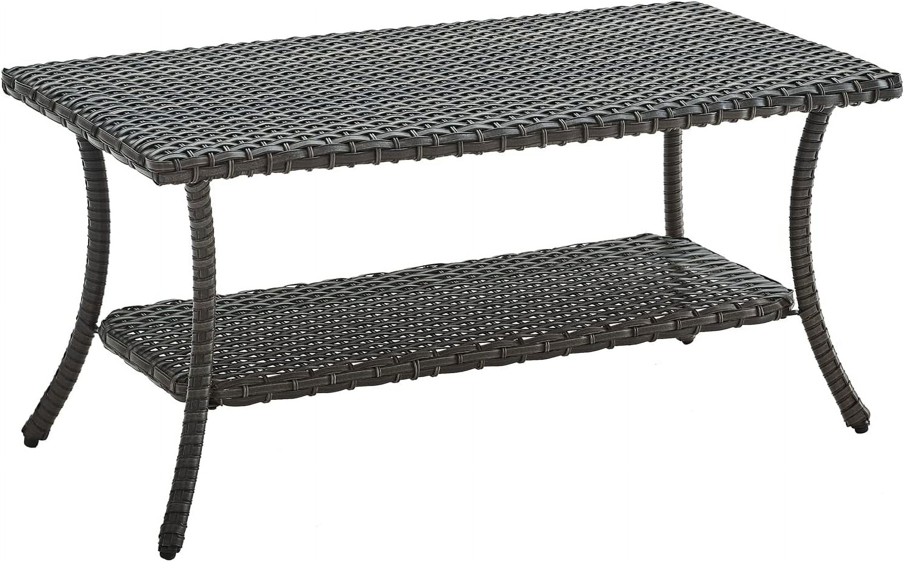 HUMMUH Wicker Patio Coffee Table,Rattan Outdoor Coffee Table with 2 ...