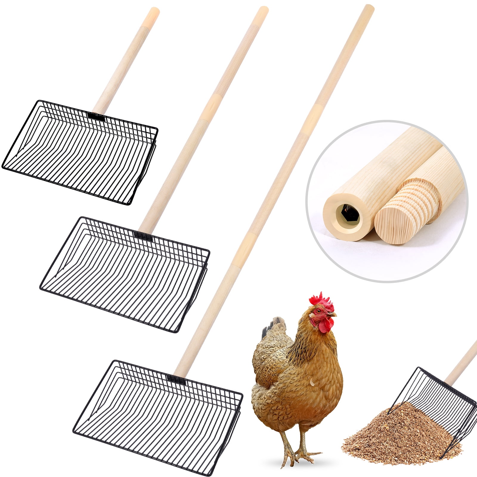 HUMUMU Large Metal Chicken Poop Scooper - 3-in-1 Detachable Tool (20 to ...