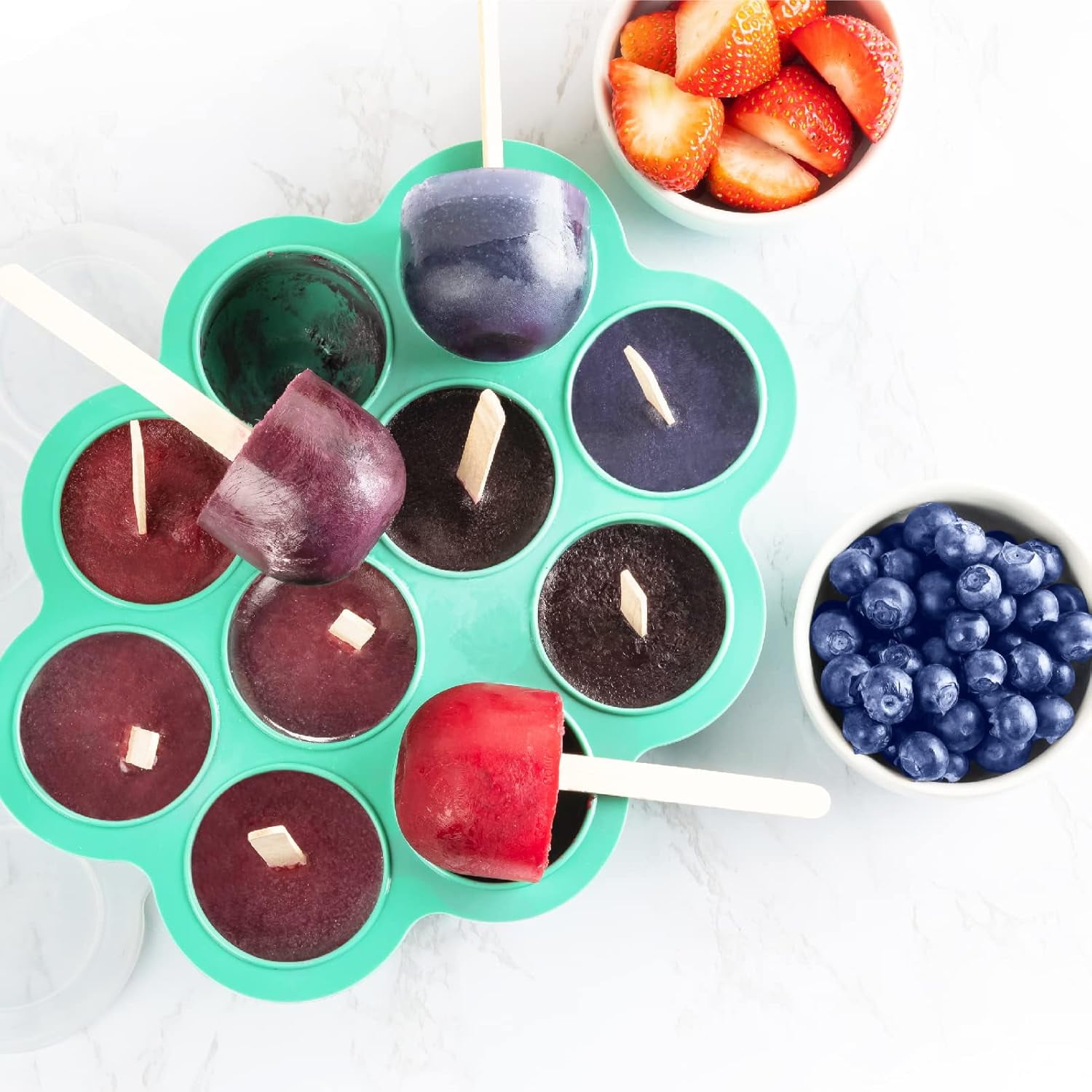 HUNGYAN Silicone Mini Ice Pops Mold Ice Cream Ball Lolly Maker Popsicle ...