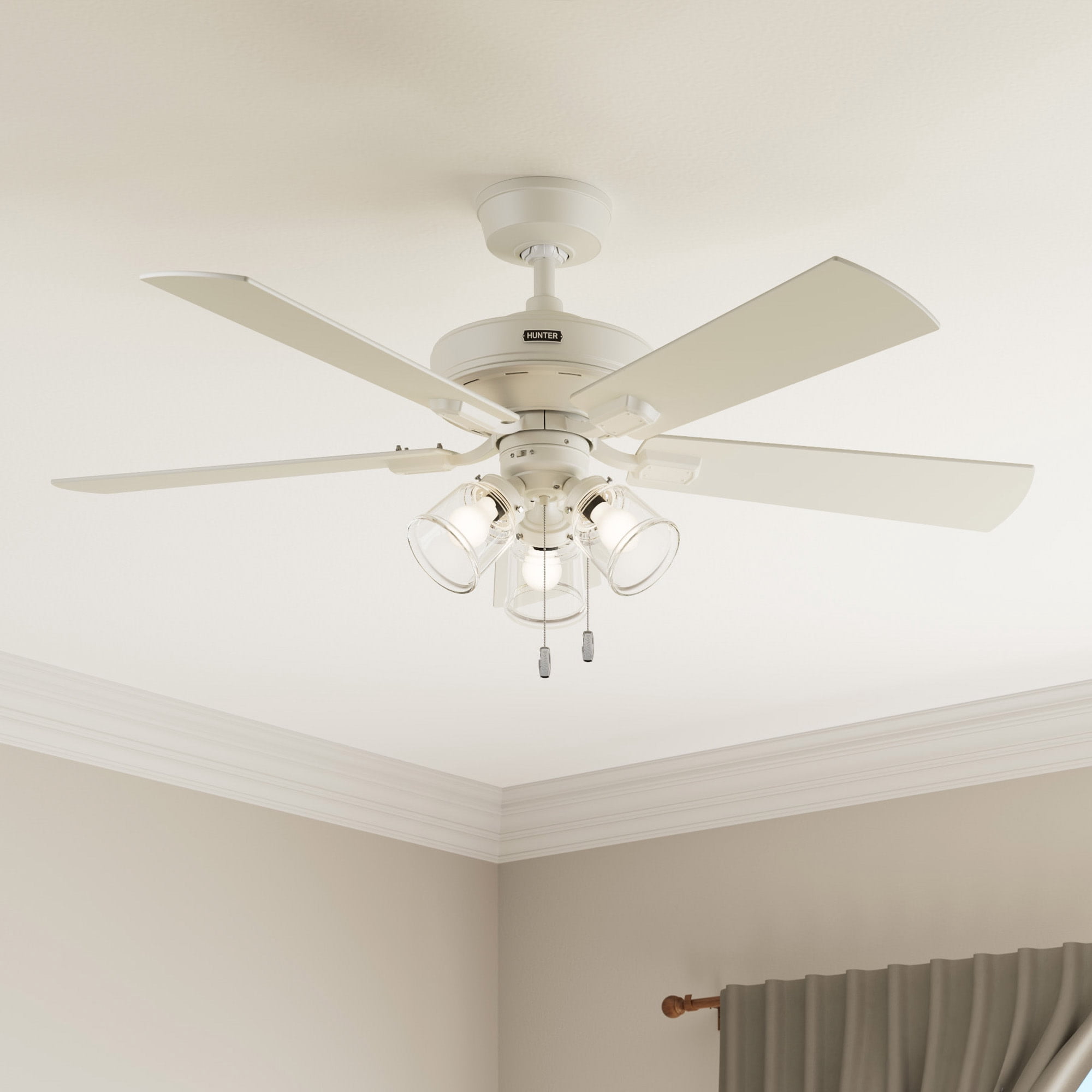 Hunter - Crestfield Indoor Ceiling Fan With Light, 52-inch, Fresh White ...