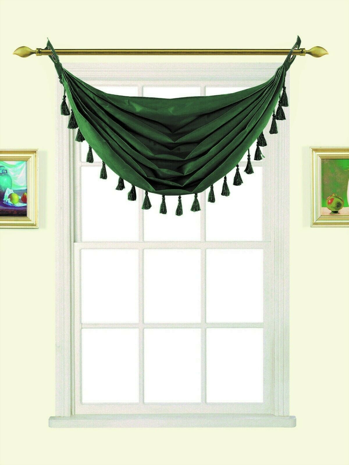 HUNTER ELEGANCE FASHION M12 VALANCE WATERFALL FAUX SILK WITH TASSELS ...