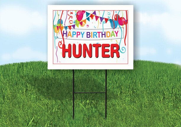 HUNTER HAPPY BIRTHDAY BALLOONS 18 in x 24 in Yard Sign Road Sign with Stand - Walmart.com