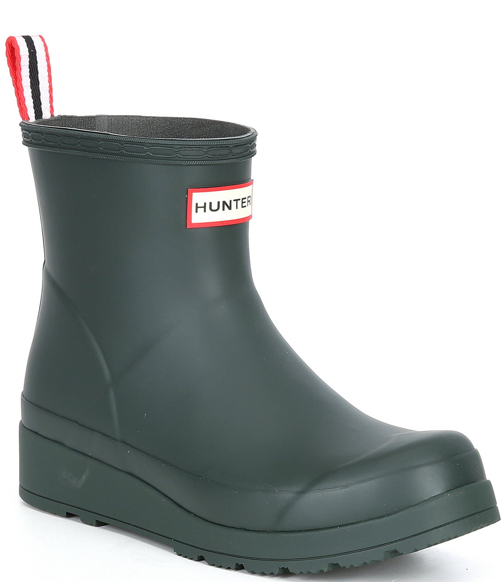 HUNTER W PLAY SHORT BOOT Rain Boots Arctic Moss / Hunter Red / Hunter ...