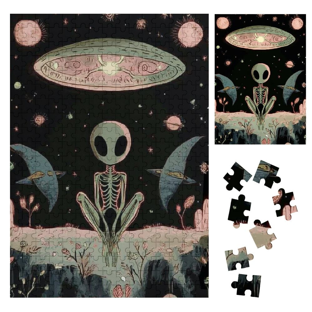 HUNTOU-HUNNAO Challenging Wooden Jigsaw Puzzle Alien Space Art Theme ...