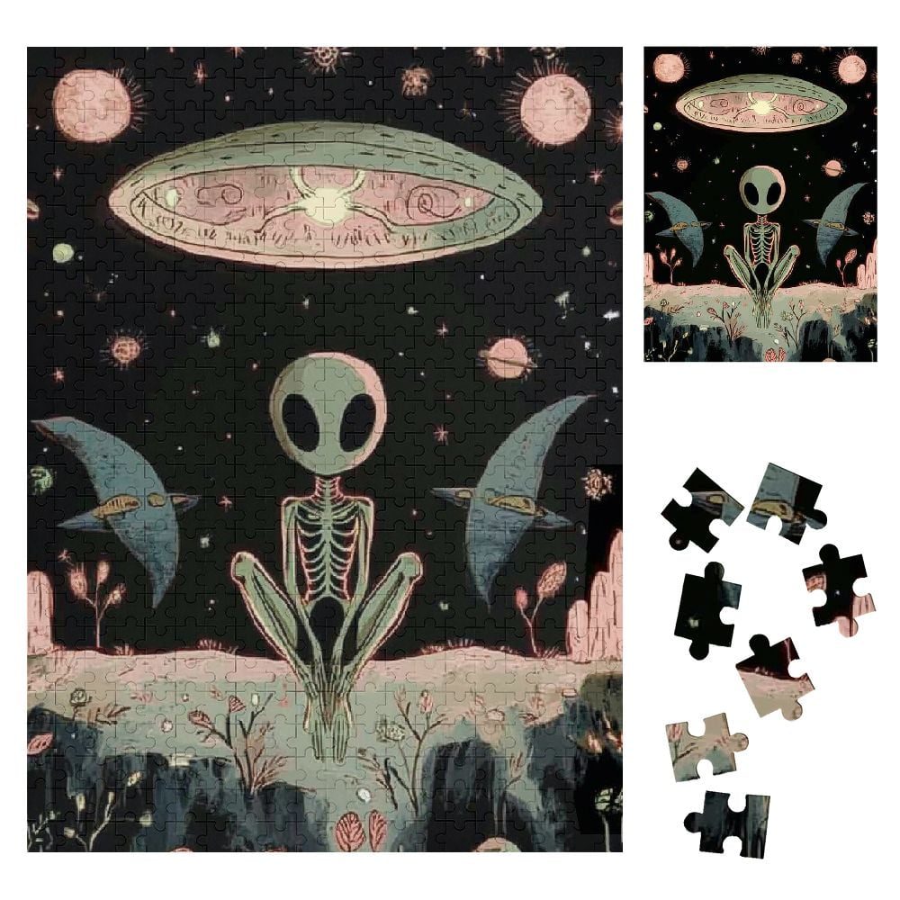 HUNTOU-HUNNAO Challenging Wooden Jigsaw Puzzle Alien Space Art Theme ...