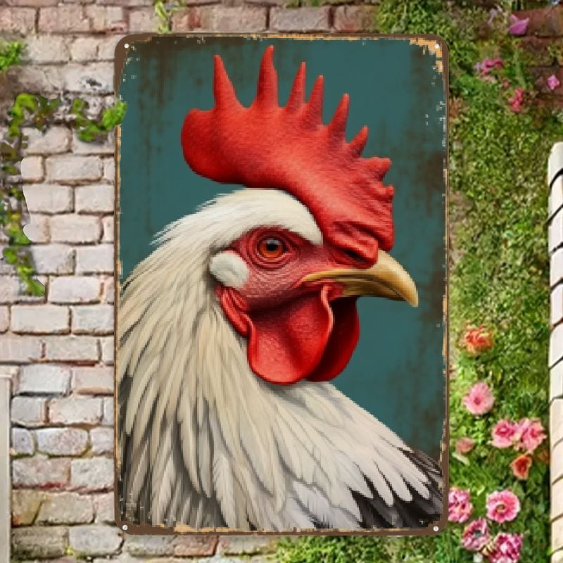 HUNTOU-HUNNAO Rooster Tin Signs, Retro Classic Art Wall , Garage/Room ...