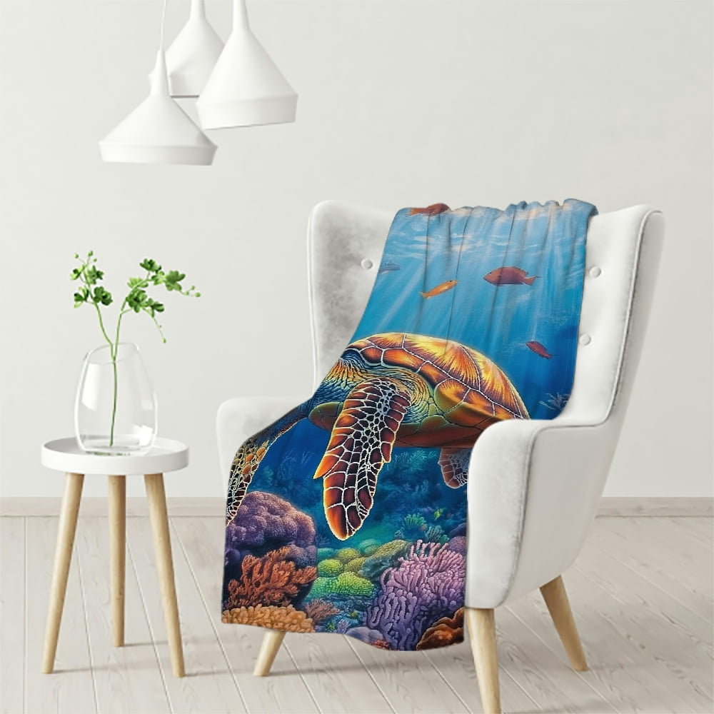 HUNTOU-HUNNAO Sea Turtle Blanket Turtles Shell Ocean Flannel Throw ...