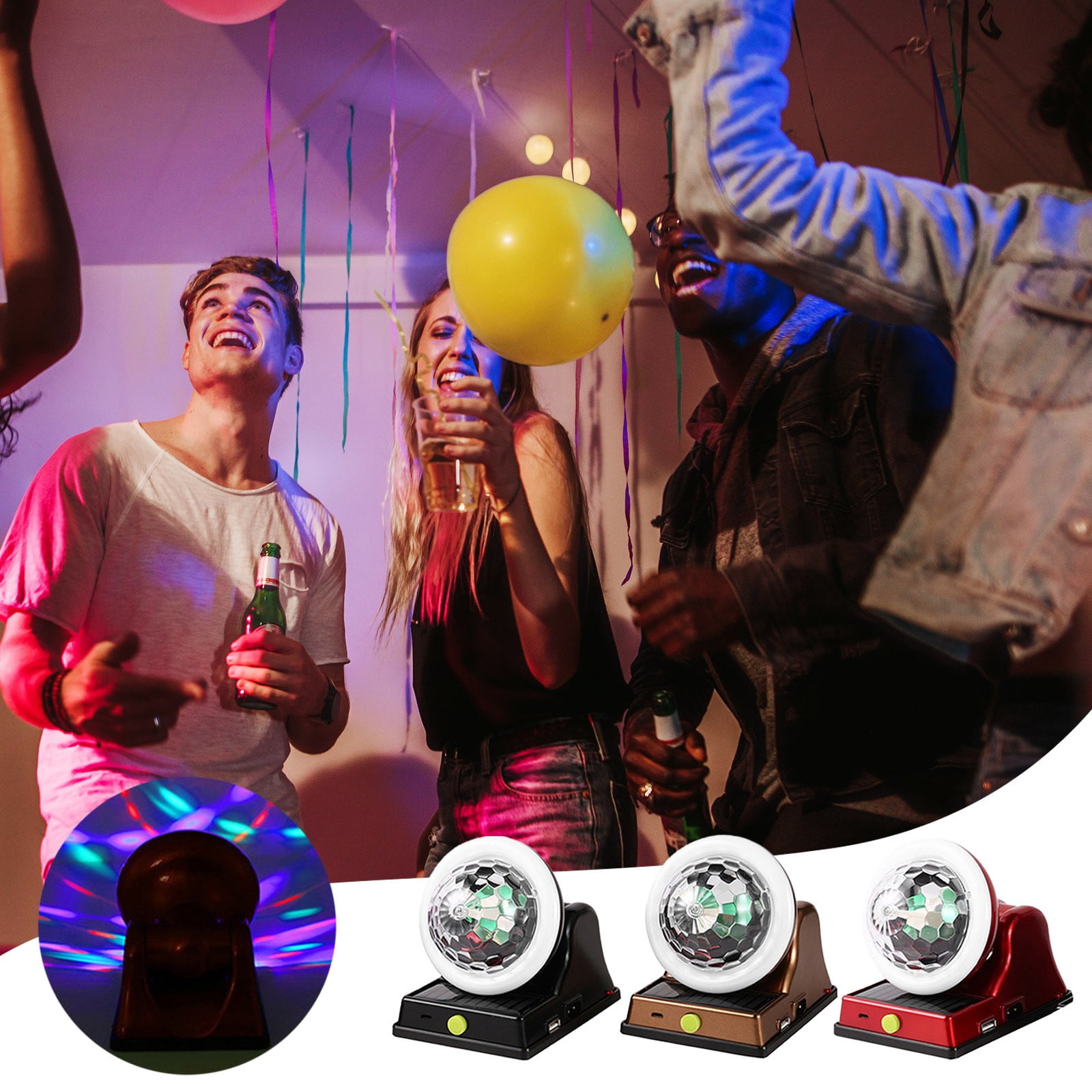 HUNYY Solar Powered RGB Color Changing Sphere Light USB Rechargeable ...