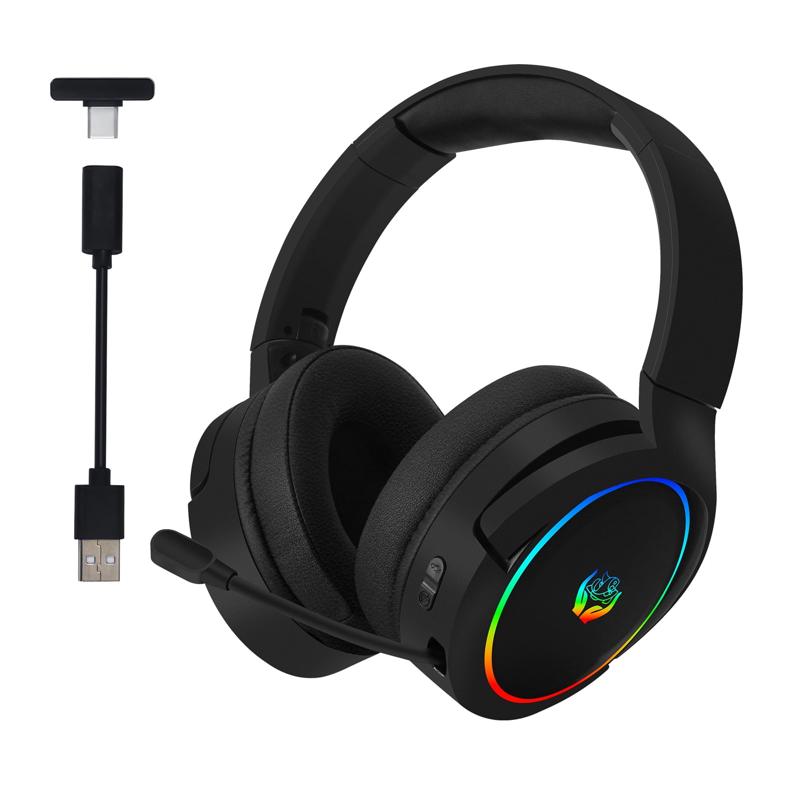 HUO JI 2.4G/Bluetooth Wireless Gaming Headset with Noise Cancelling ...