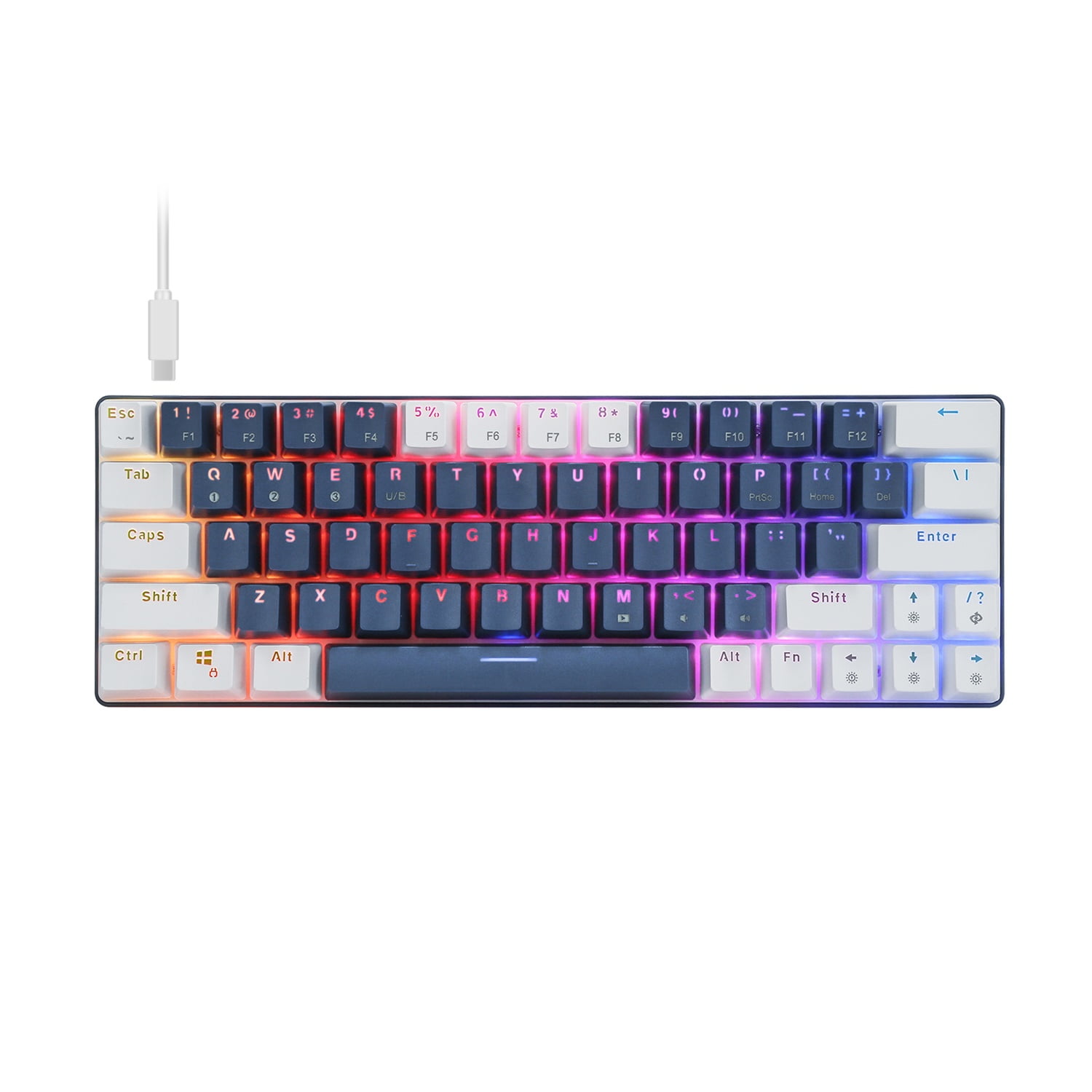 HUO JI CQ63 60% RGB Backlit Mechanical Gaming Keyboard with 63 Keys ...