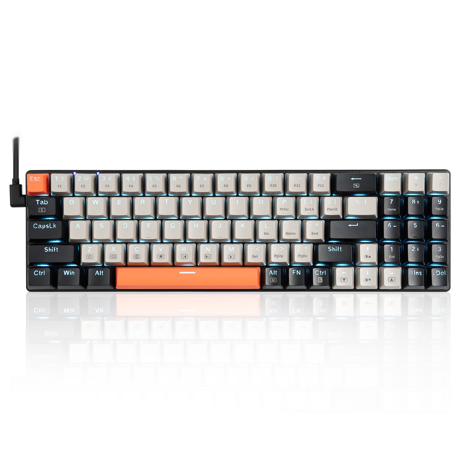 HUO JI Mechanical Keyboard Compact with Number Pad, Led Backlit, Red ...