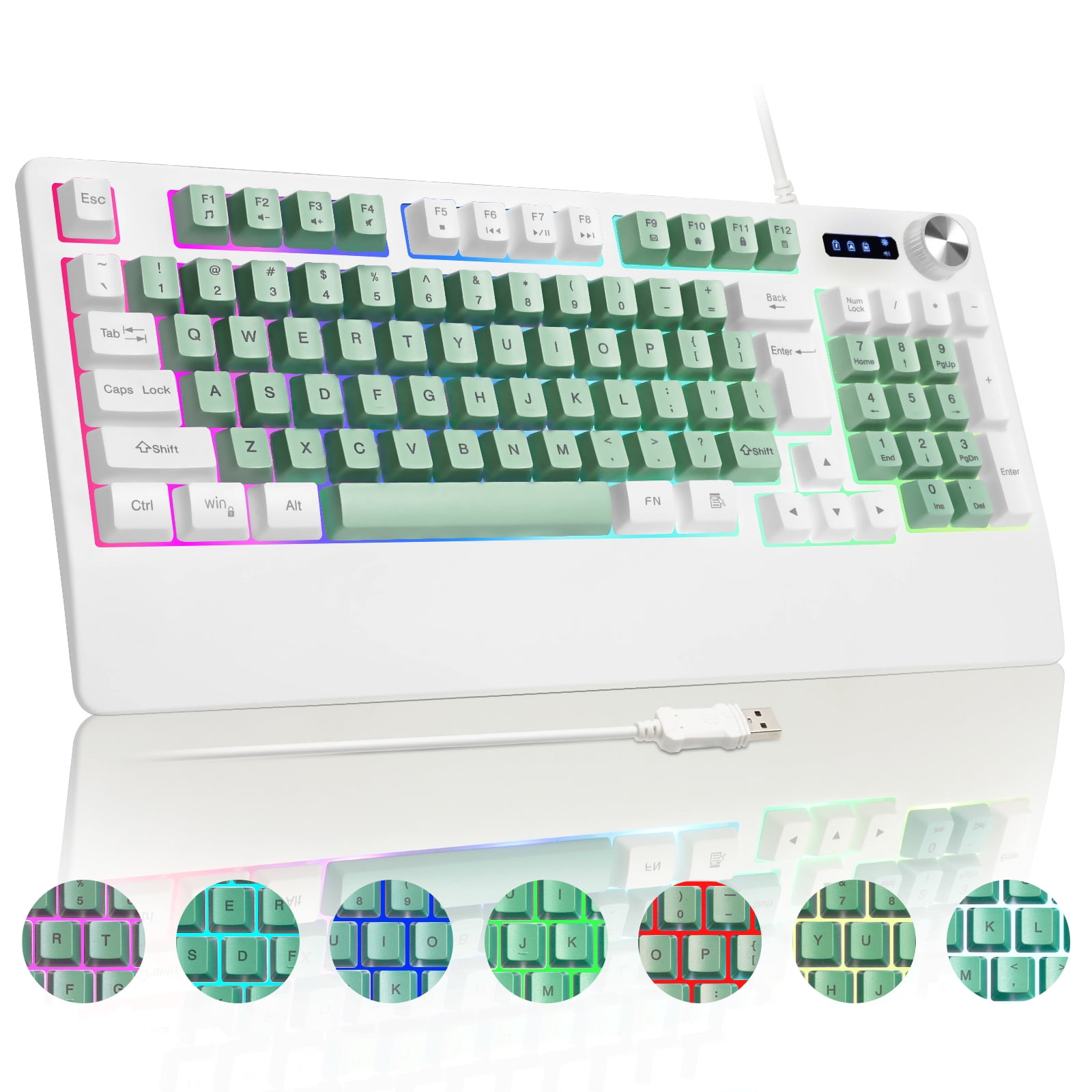 HUO JI USB Gaming Keyboard Wired with RGB LED Backlit, Multimedia ...