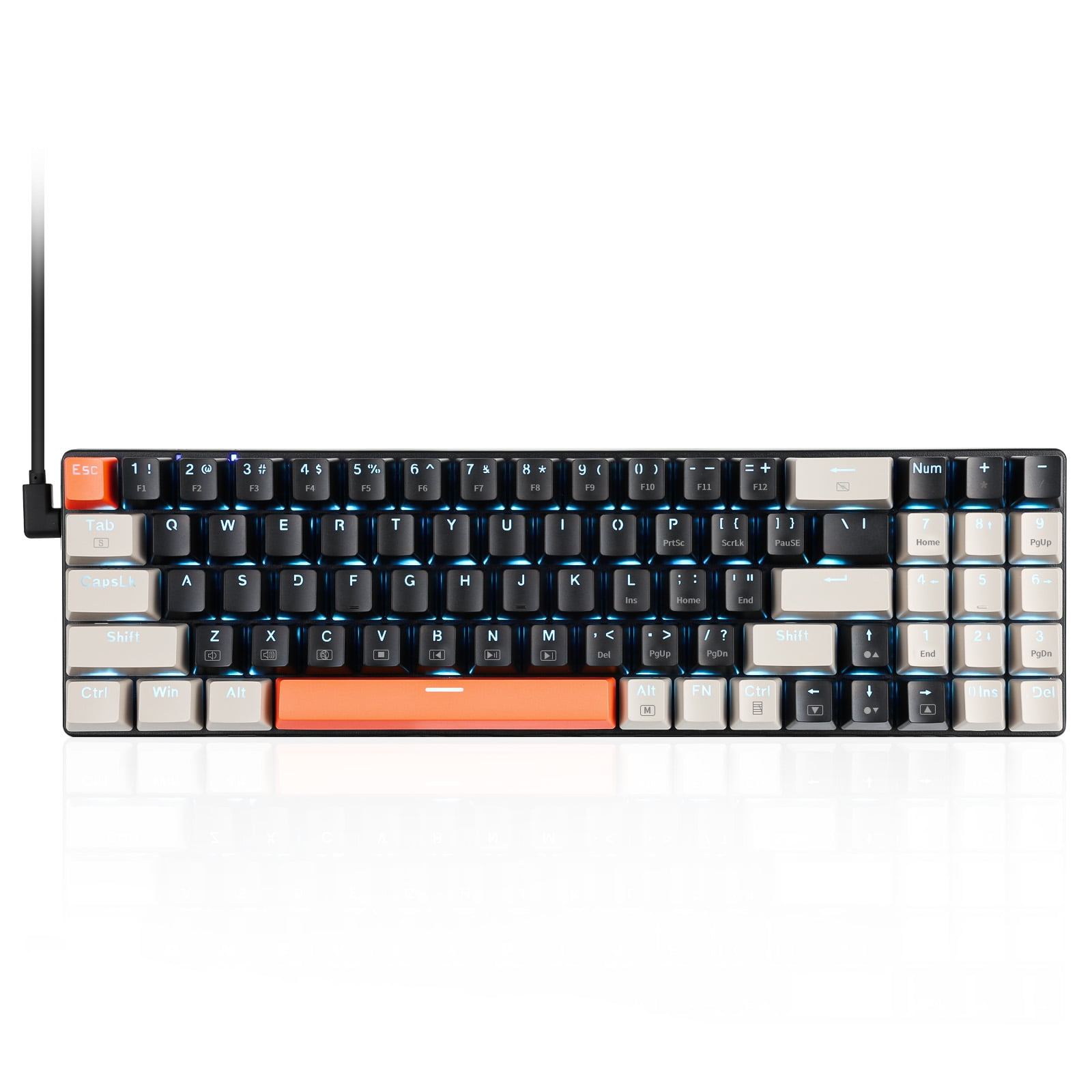 HUO JI USB Mechanical Keyboard Wired with Number Pad, Led Backlit, Blue ...