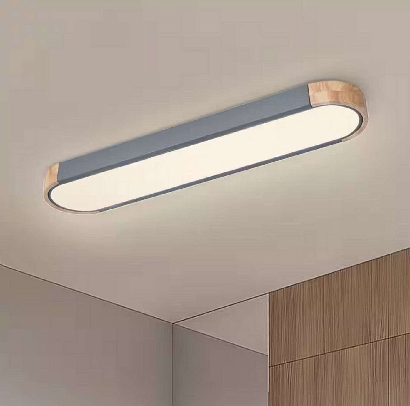 HUOKU Lumin 38in Minimalist LED Flush Mount, Gray Oval Ceiling Light ...