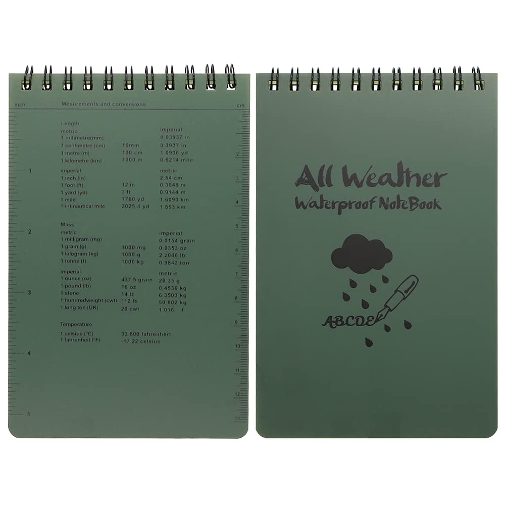 HUOMAQFAN 5pcs Weather Waterproof Spiral Notebooks, Top Wire Bound ...