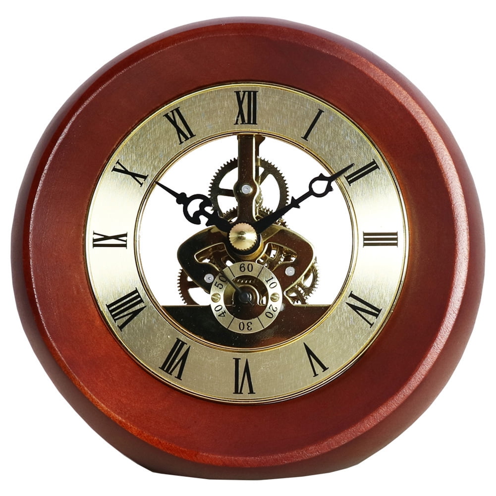 HUONA 130mm Large Roman Numeral Table Clock Indoor Round Clock with ...