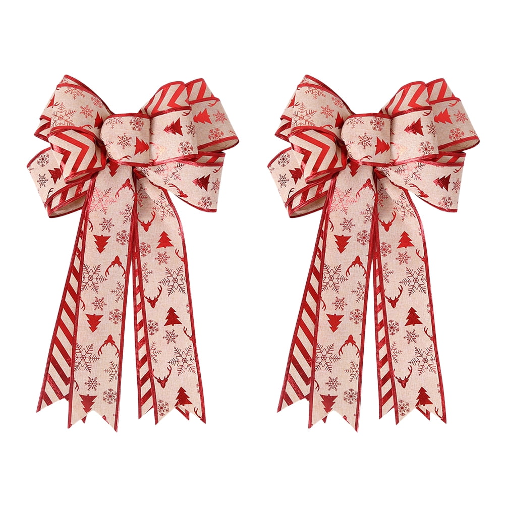 HUONA 2Pcs Christmas Tree Bow Ornaments Christmas Decorative Bows ...