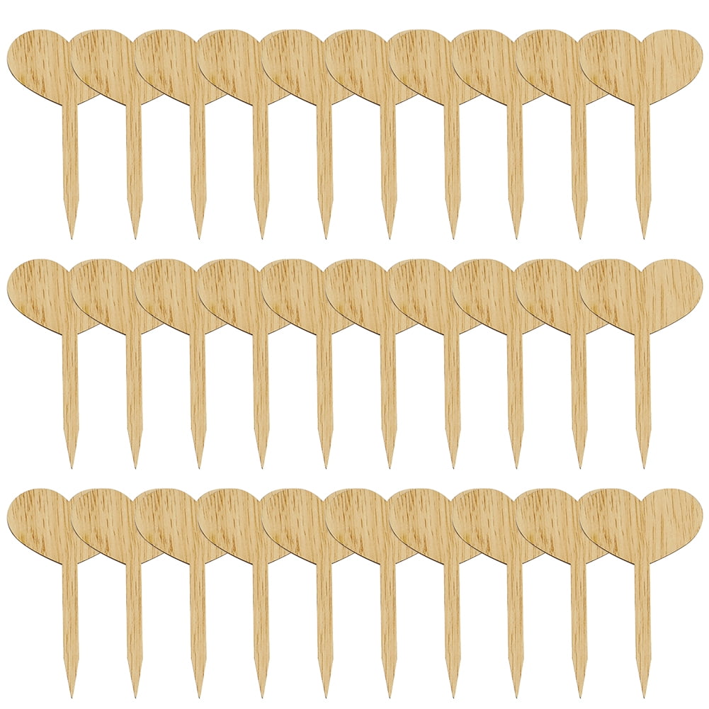 HUONA 30 Pieces Wooden Plants Labels Bamboo Plant Labels Markers Heart ...