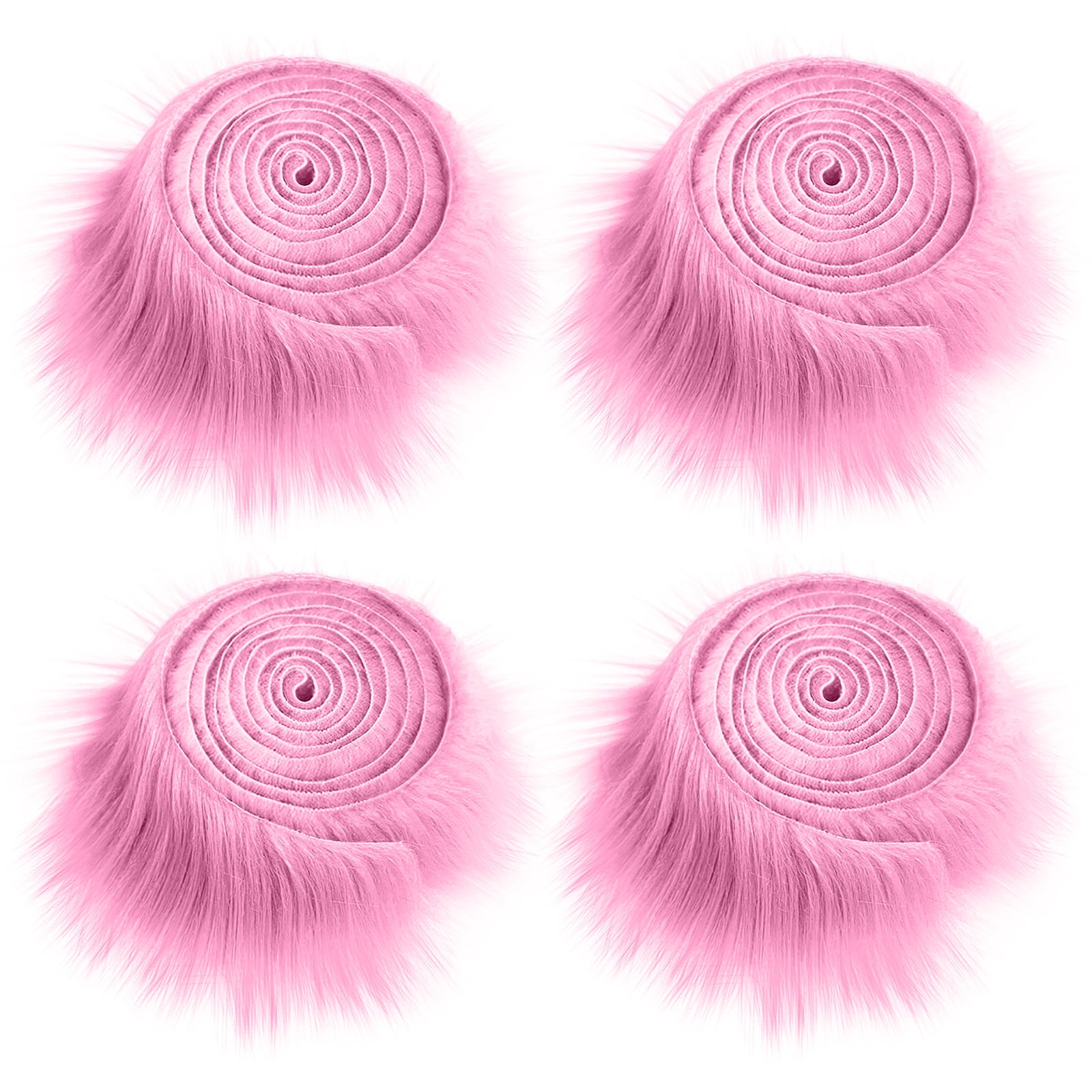 HUONA 4 Pieces Faux Plush Strip Plush Ribbon Artificial Wool Strip Soft ...