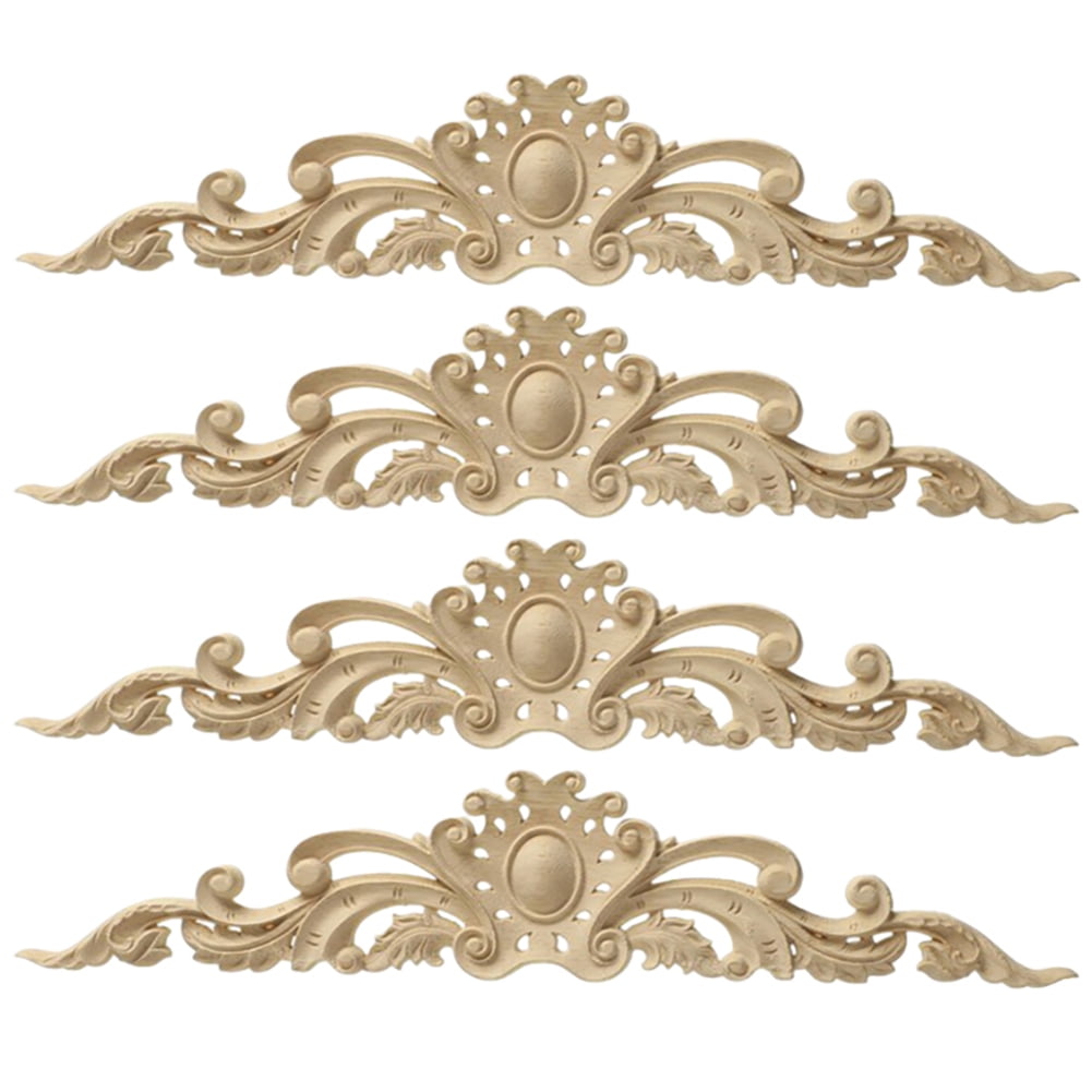HUONA 4Pcs Wooden Carving Applique for Furniture Wooden Carving Decals ...