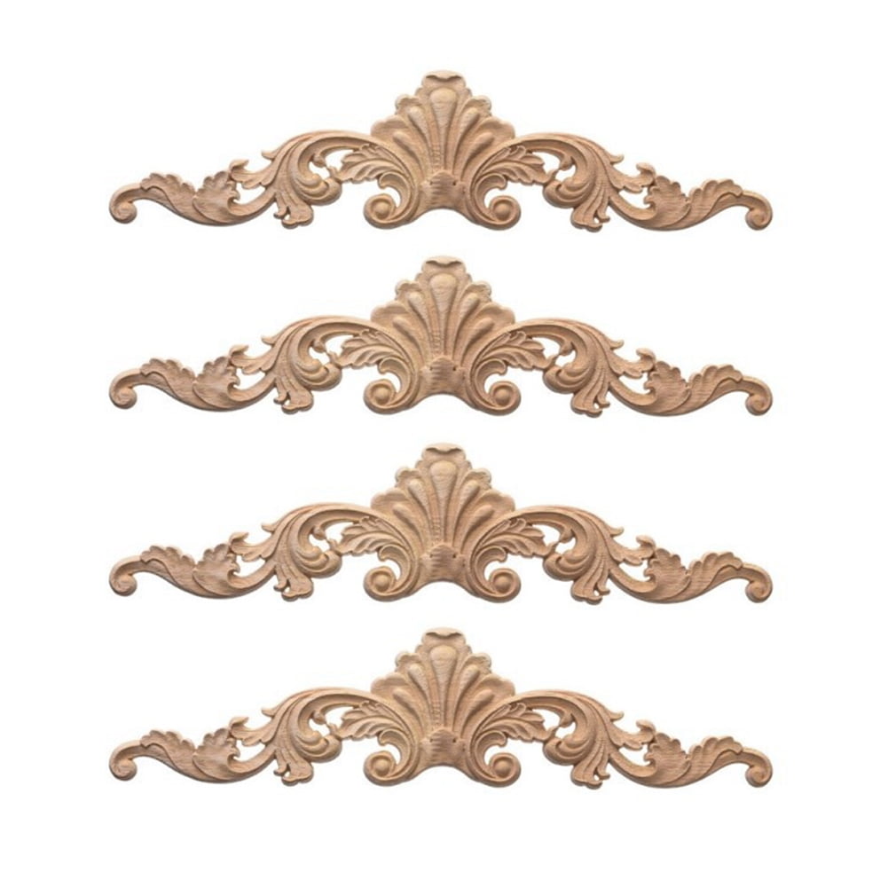 HUONA 4Pcs Wooden Carving Applique Wooden Carving Decals Long ...