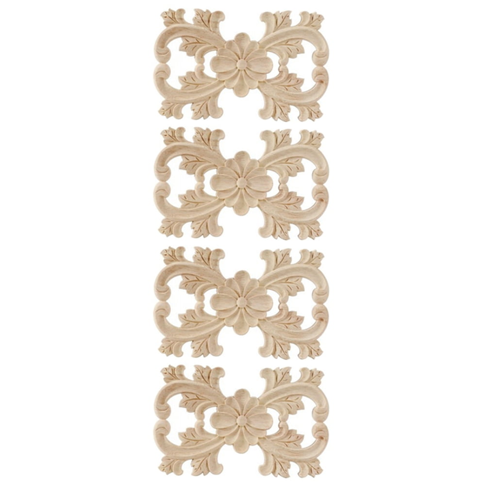 HUONA 4Pcs Wooden Carving Decals Wooden Carving Applique Furniture ...