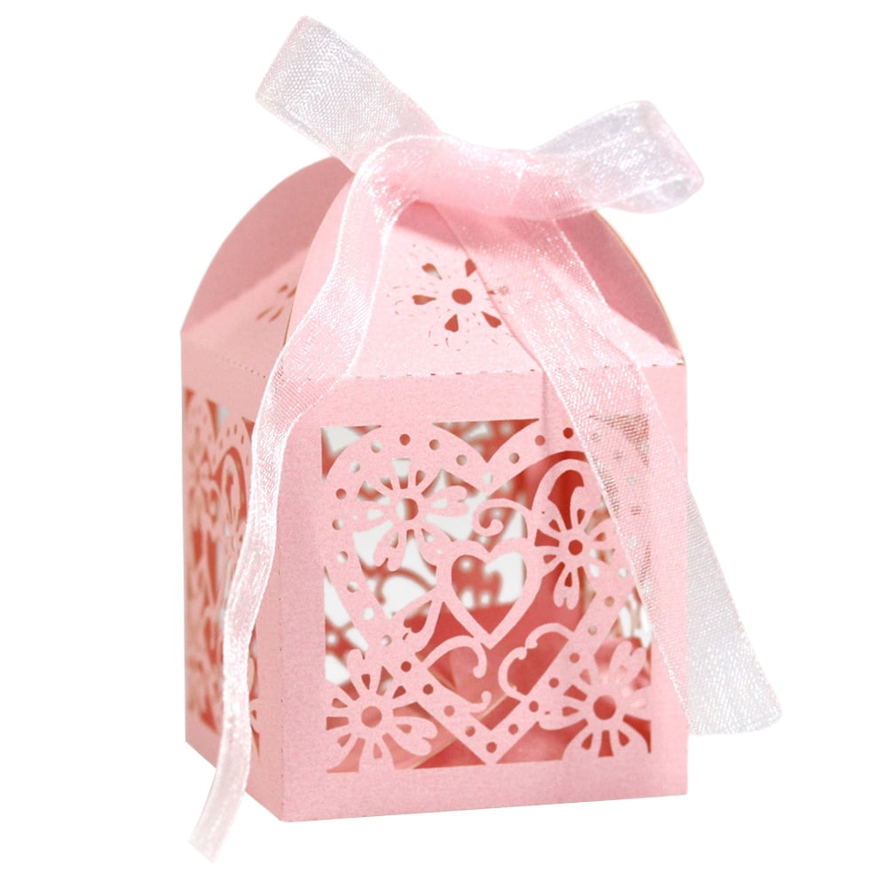 HUONA 50 Pcs Candy Box with Ribbons Wedding Party Favor Box Candy Bag ...