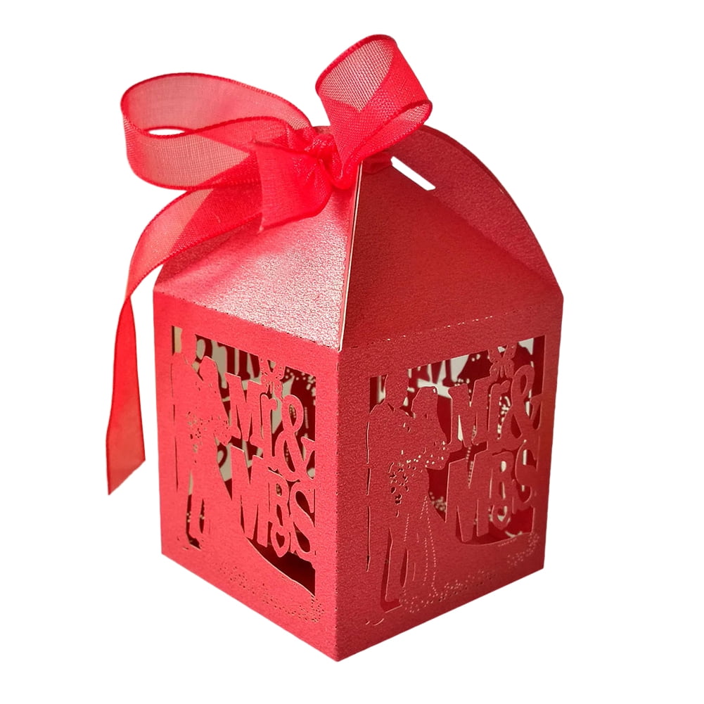 HUONA 50Pcs Paper Candy Box Wedding Favor Candy Boxes Gift Boxes Hollow ...