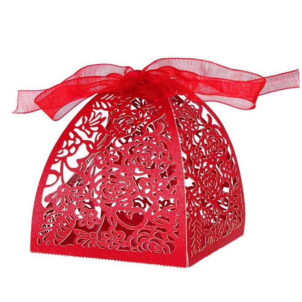 HUONA 50pcs Candy Box Rose Flower Decoration Gift Candy Box Girl Baby ...