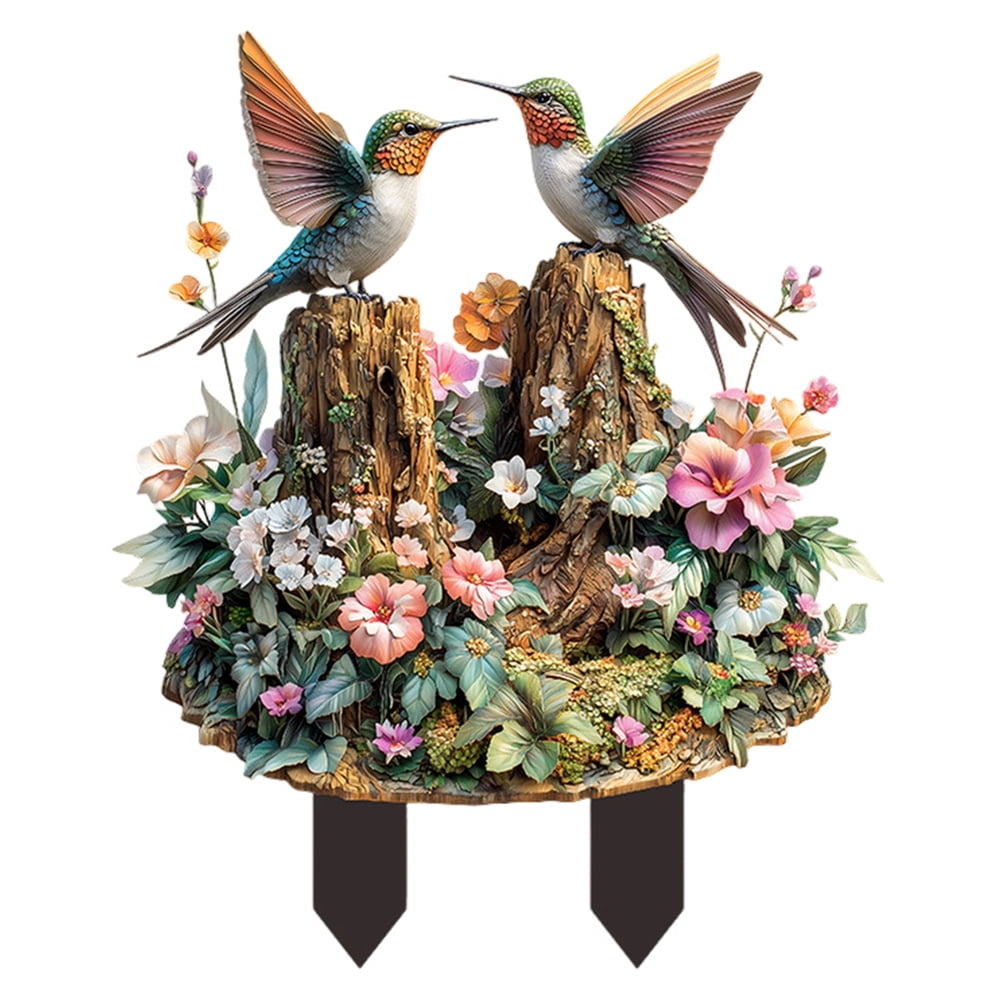 HUONA Acrylic Bird Garden Stake Outdoor Decor Stake 2D Flat Acrylic ...