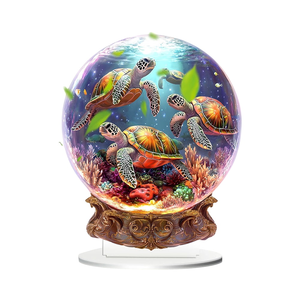 HUONA Acrylic Crystal Ball Table Decoration Ornament Desktop 2D Flat ...