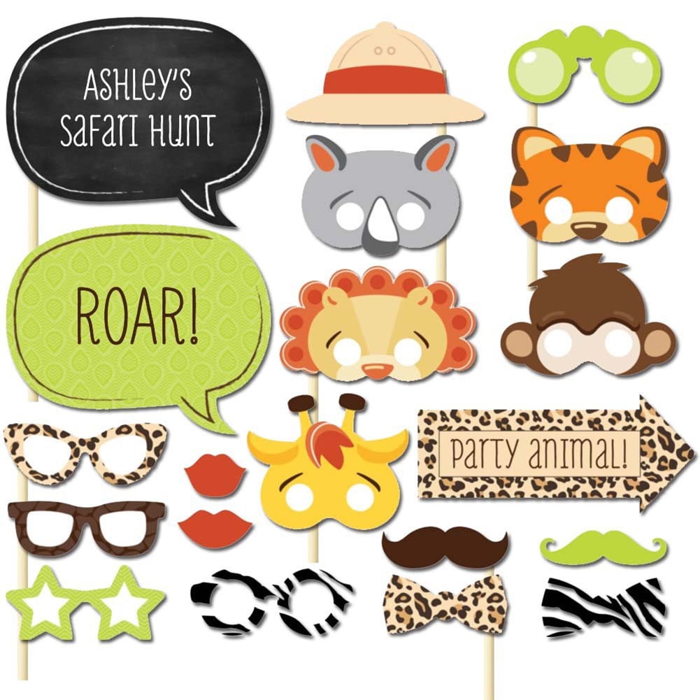 HUONA Birthday Photo Props Animal Photo Props with Wooden Stick DIY ...