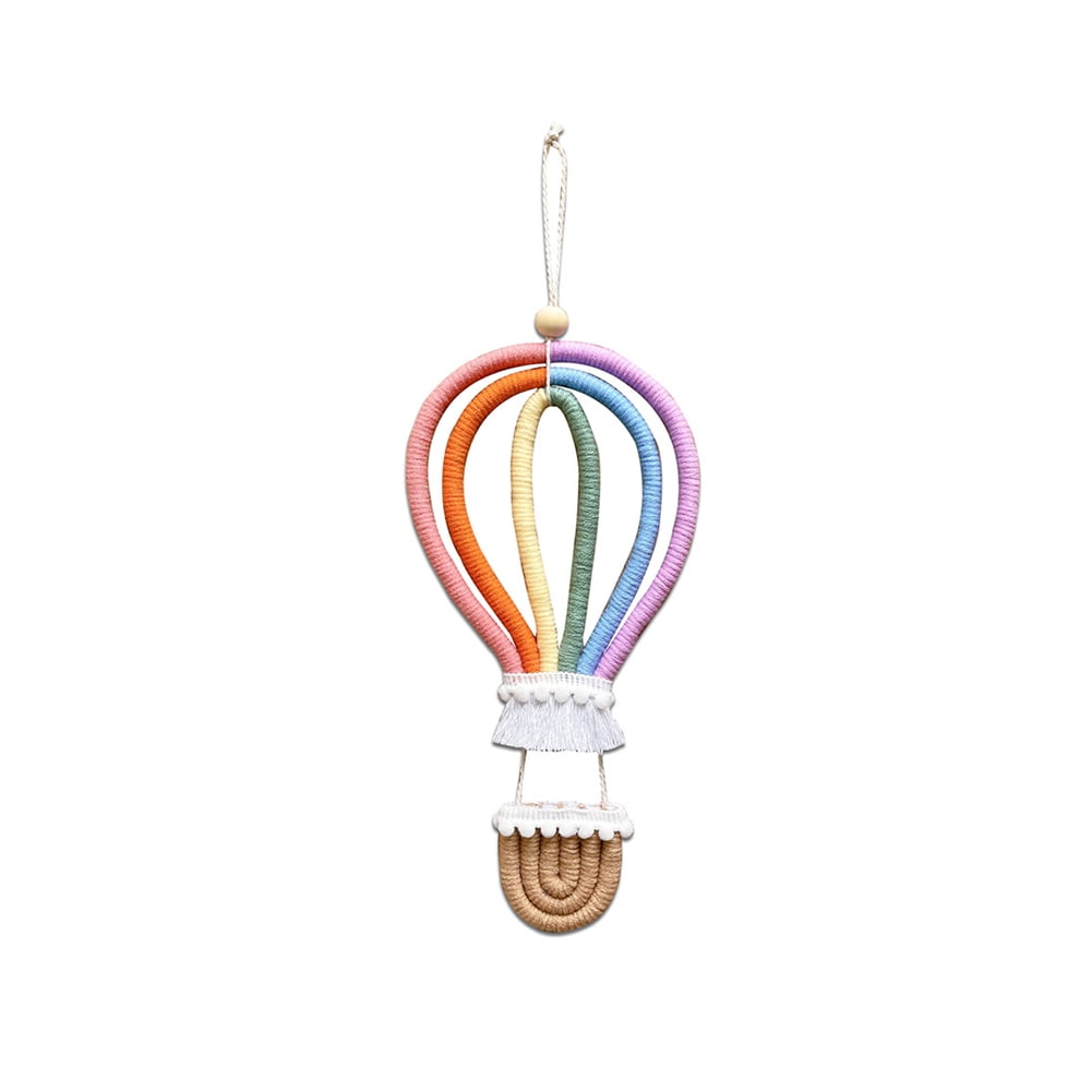 HUONA Braided Hot Air Balloon Boho Wall Hanging Pendant with Wooden ...