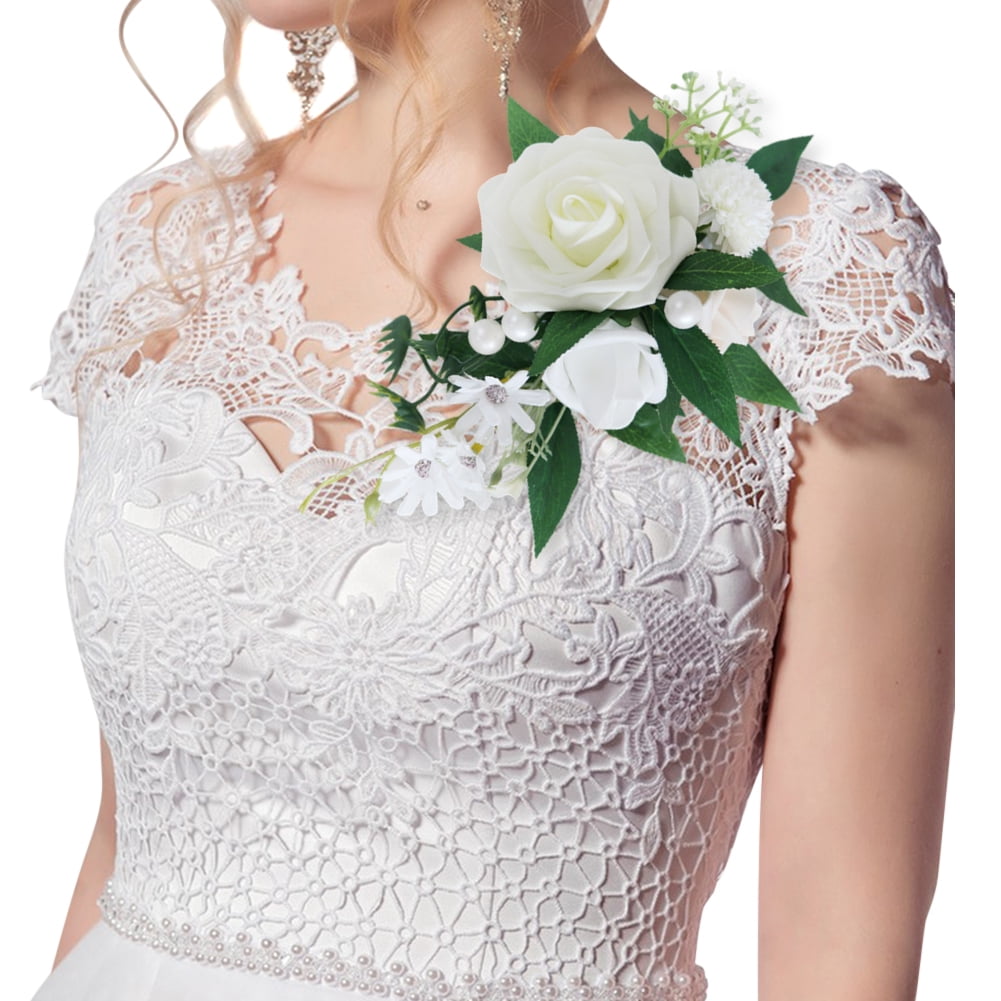 HUONA Bridal Corsage Bride Flower Brooch Shoulder Flower Chest Brooch ...