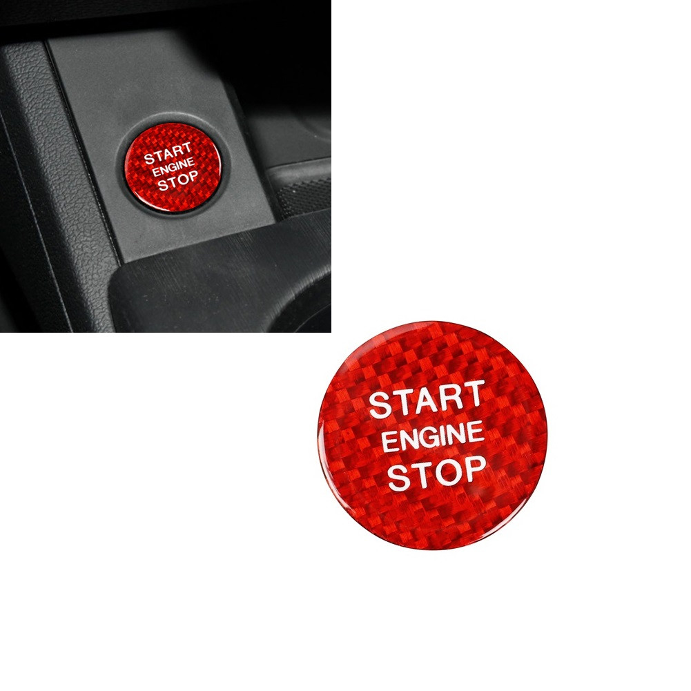 HUONA Carbon Fiber Car Engine Start Stop Button Sticker FOR Audi A3 A4 ...