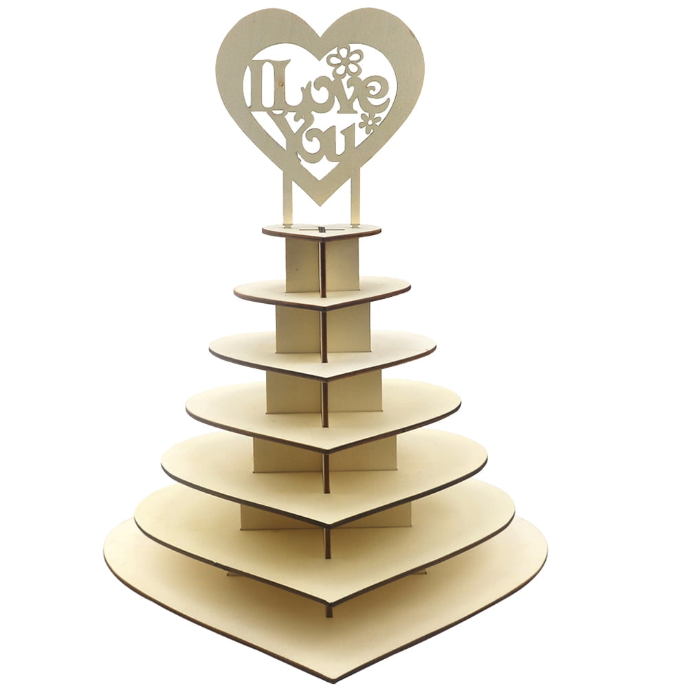 HUONA Chocolate Display Stand Wooden 7 Tier Heart Shaped Chocolate ...