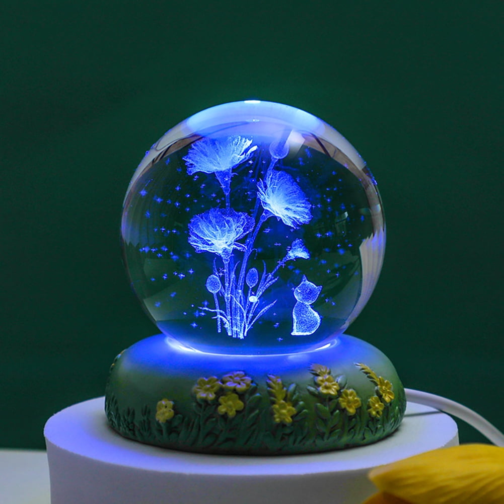 HUONA Colorful Gradient Luminous Flower Crystal Ball Night Light ...