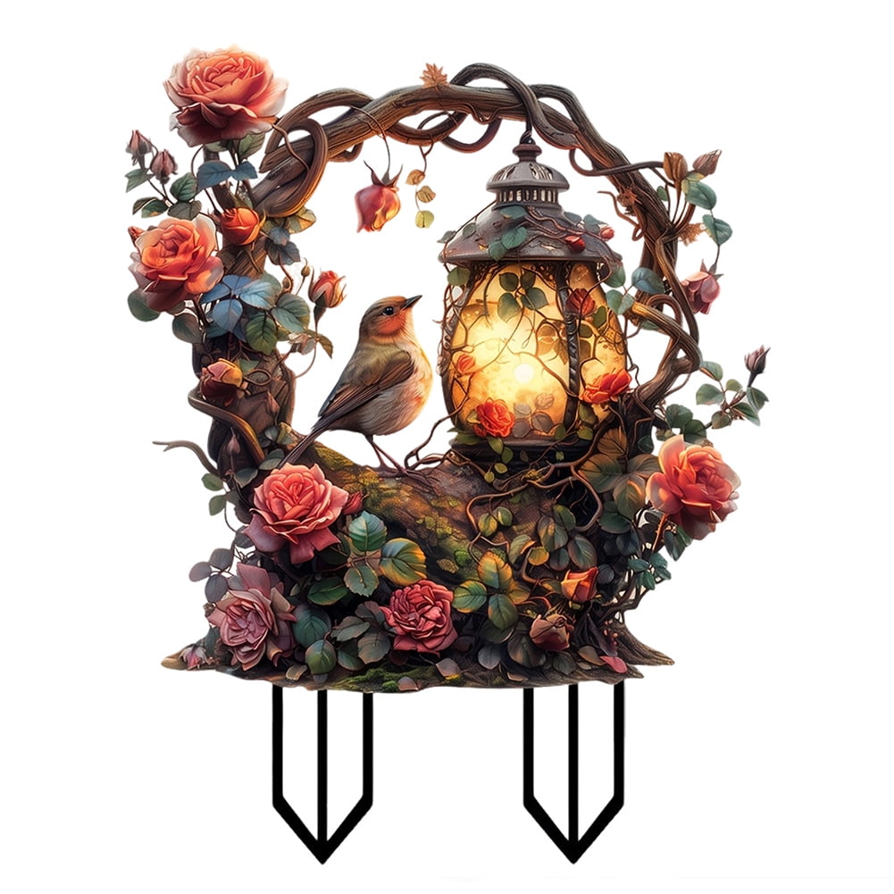 HUONA Creative Garden Stake Outdoor Decor Ground Stake 2D Flat Acrylic ...