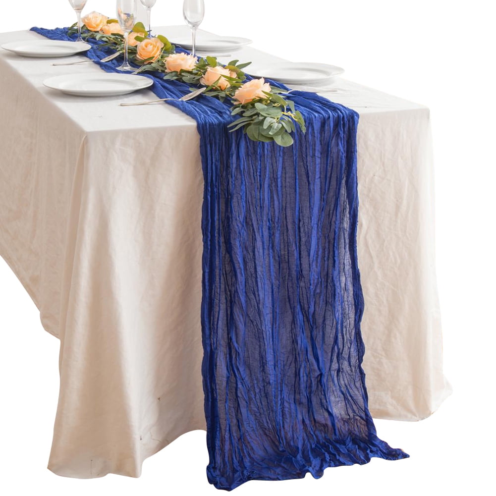 HUONA Crumpled Chiffon Table Runner Translucent Cheese Tablecloth Boho ...