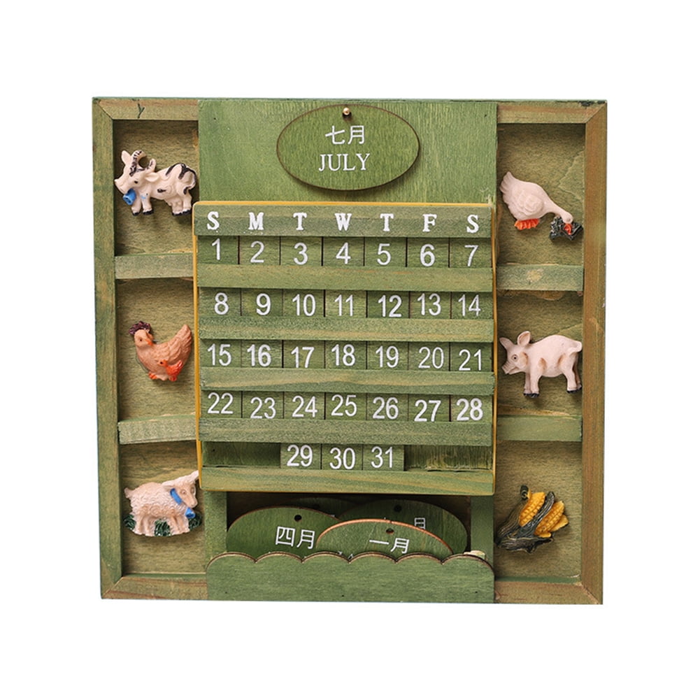 HUONA DIY Calendar Unique Retro Wall Mounted Wooden Adjustable Calendar ...