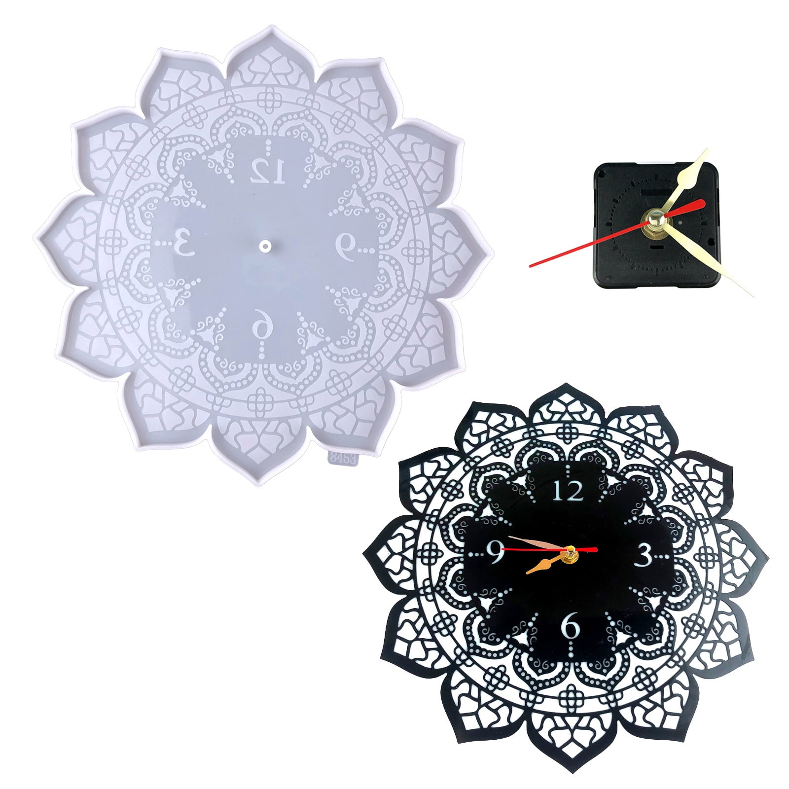 HUONA Datura Flower Shape Dial Clock Silicone Molds DIY Epoxy Resin ...