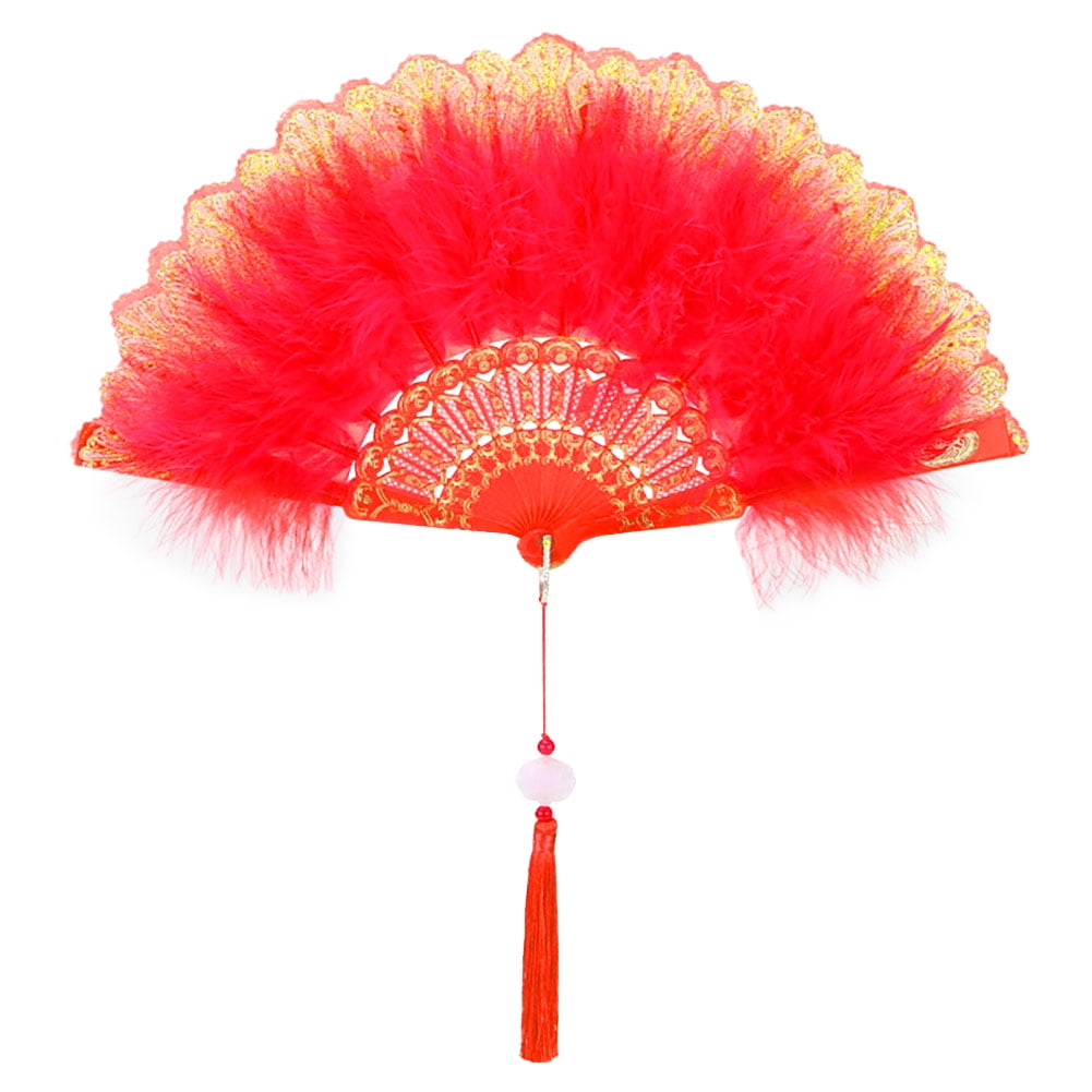HUONA Delicate Feather Fans Vintage Folding Hand Fan Flower Painting ...