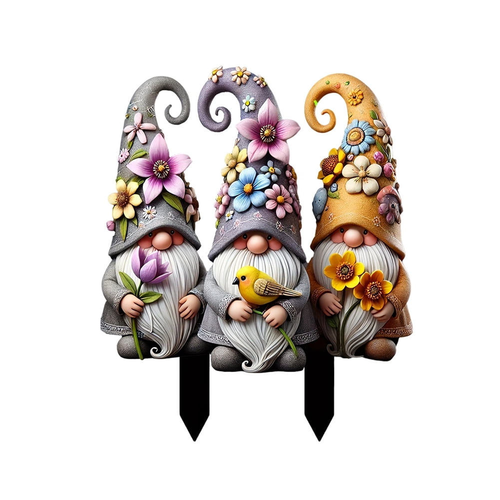 HUONA Elf Dwarf Garden Stake Outdoor Decor Stake Yard Art Decoration ...