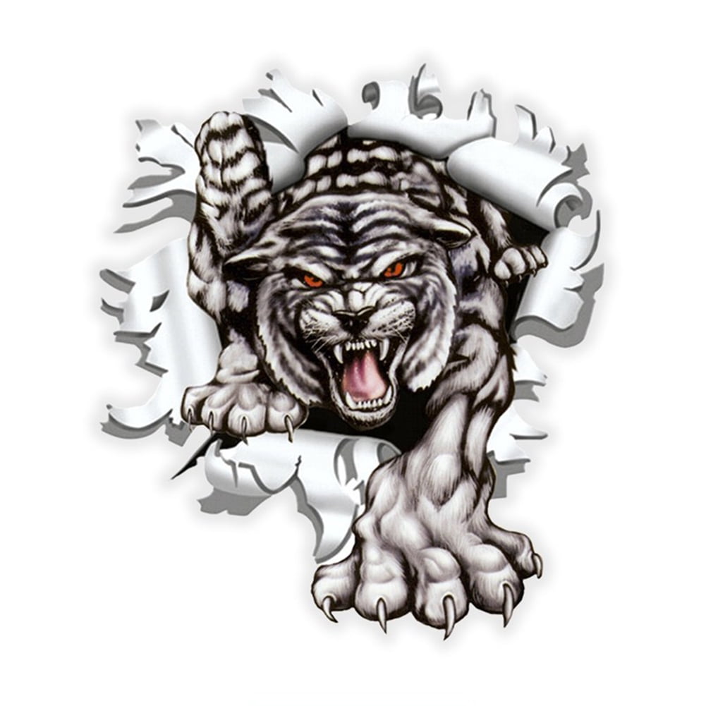 HUONA Funny Car Decorative Sticker Tiger In The Bullet Hole Decal for ...